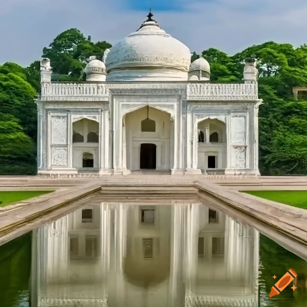 Frontal elevation of mughal-style architectural building