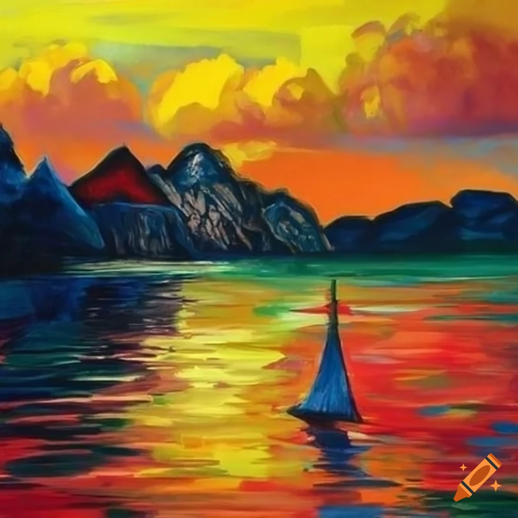 Expressionist landscape painting on Craiyon