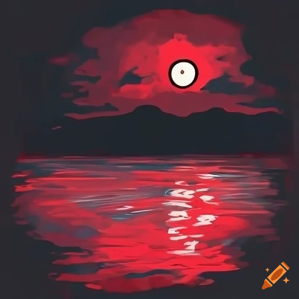 Nighttime pool with red water on Craiyon