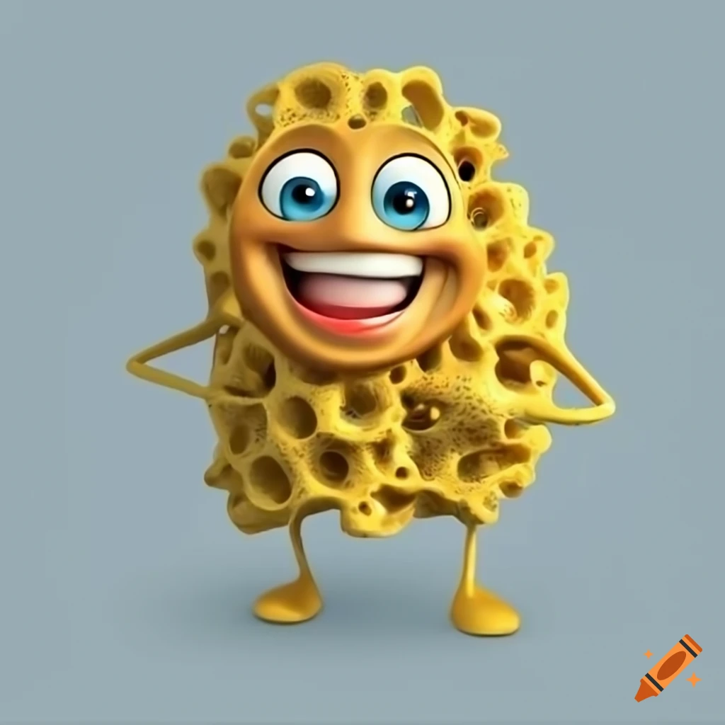 Cute cartoon sea sponge with a big smile