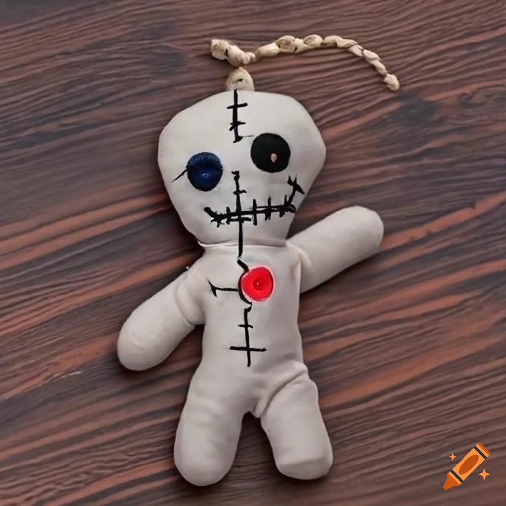 Adorable voodoo doll with a big smile on Craiyon