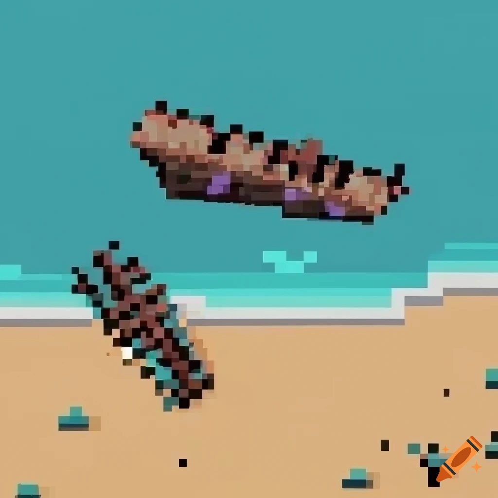 Pixel art of a beach shipwreck on Craiyon