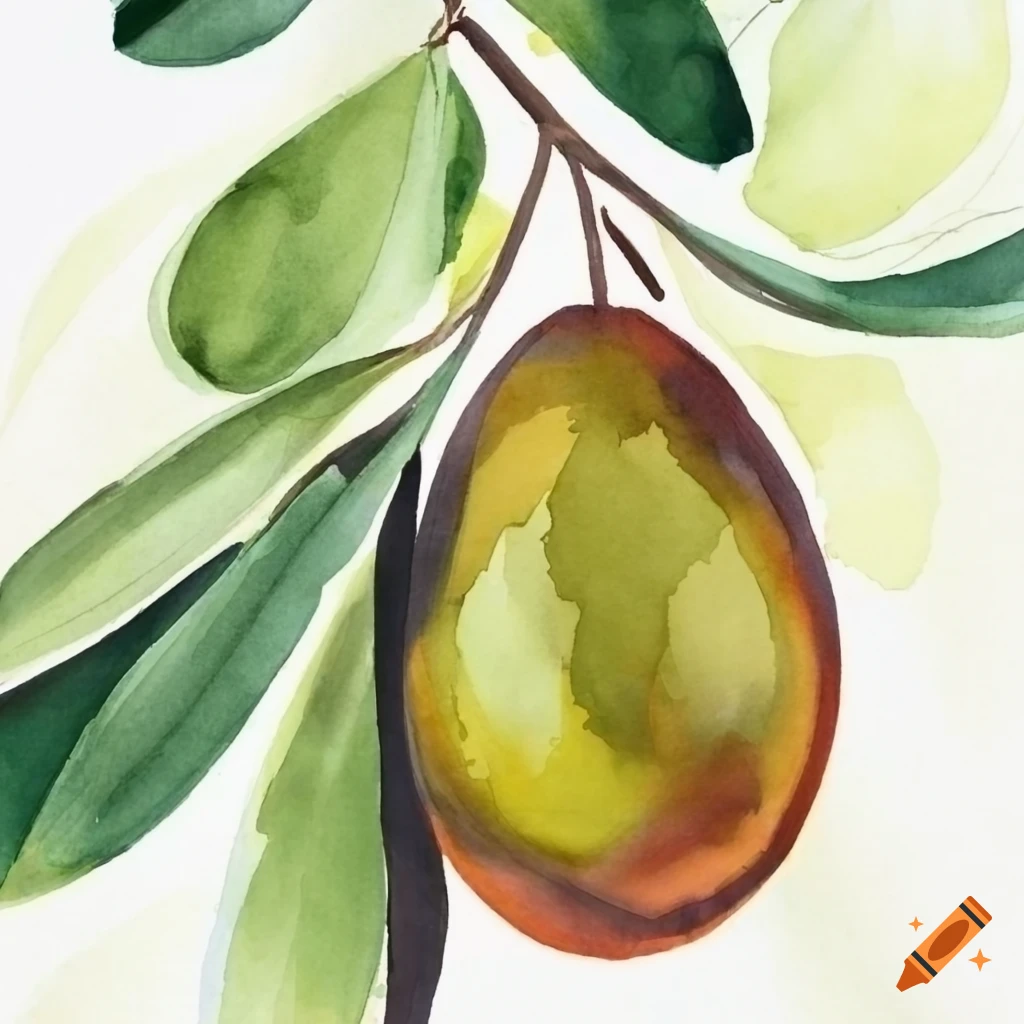 Watercolor painting of olives on Craiyon