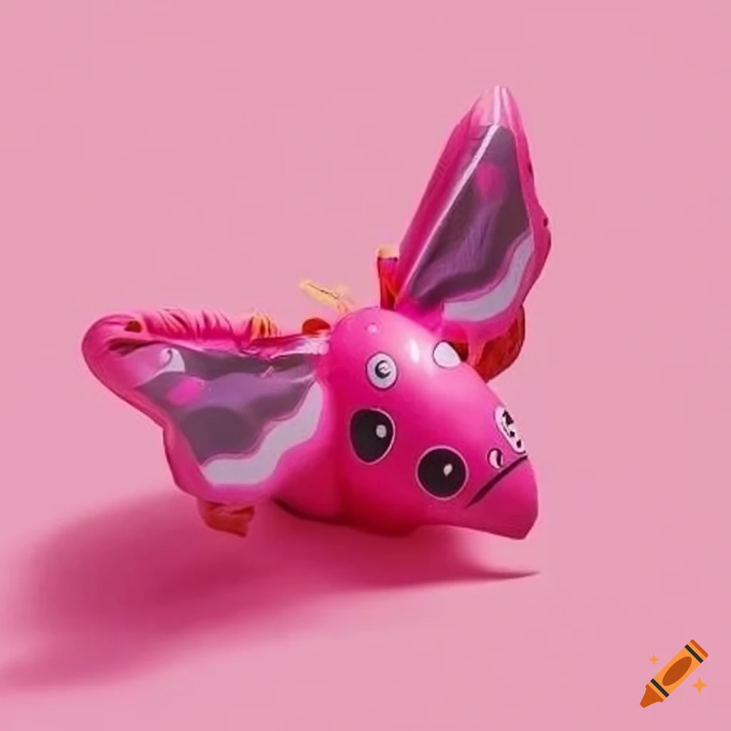 Pink inflatable moth toy on Craiyon