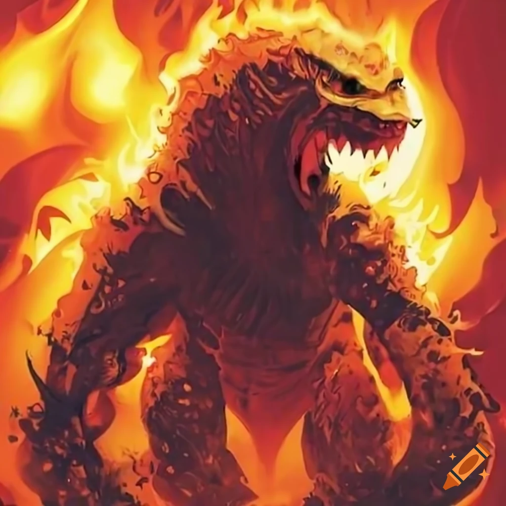 Digital art of a fire monster
