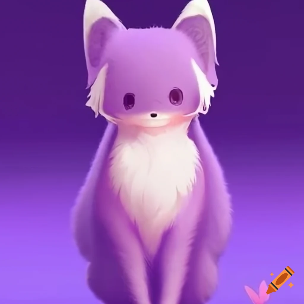 Kawaii purple fox illustration