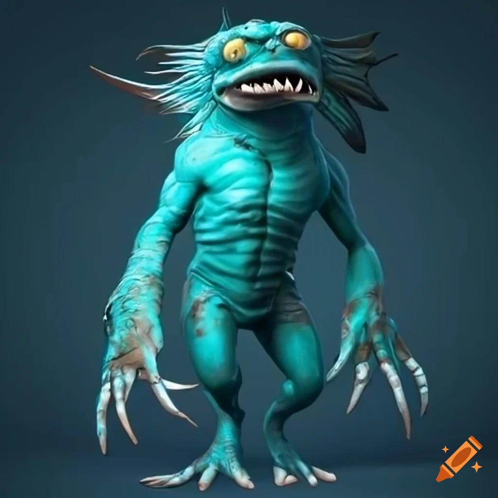Detailed depiction of steve harrington as a sea monster on Craiyon