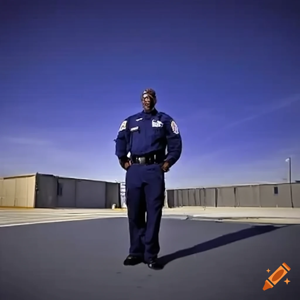 Full body image of a security guard in uniform