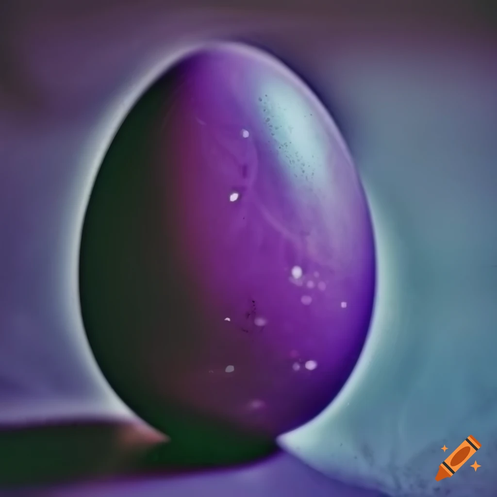 Image of a dark purple egg with swirling colors