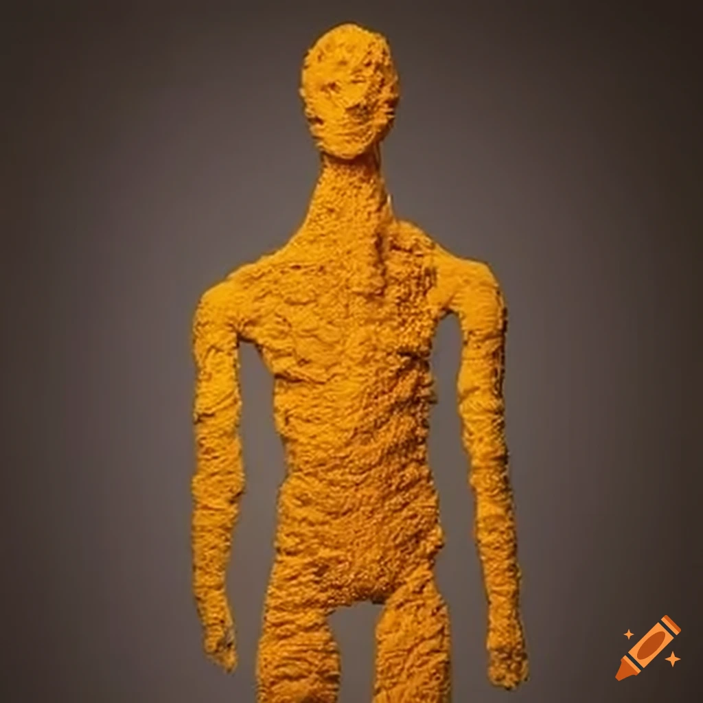 Artistic representation of human body made of turmeric