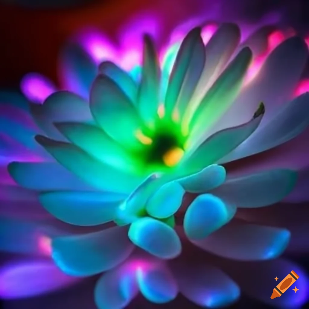 Glowing foliage of a flower on Craiyon