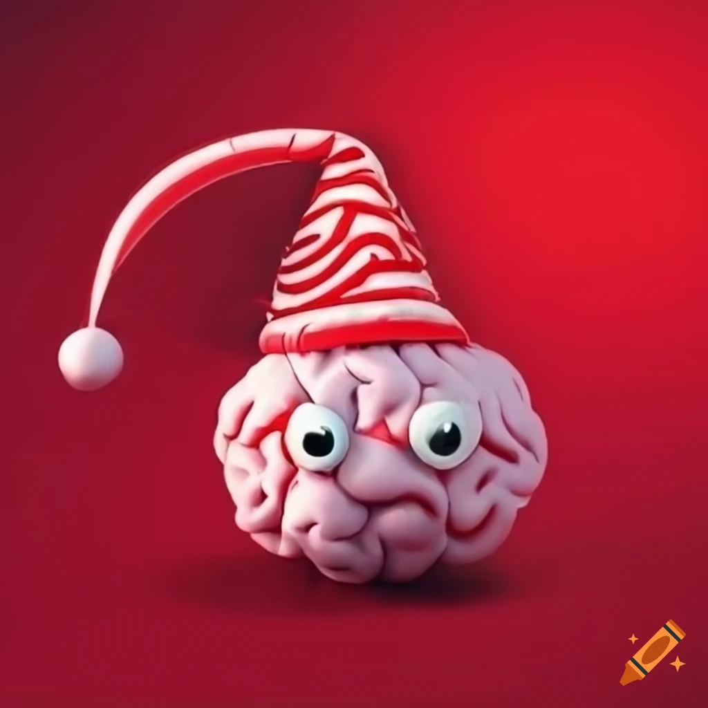 Red christmas brain with emotions on Craiyon
