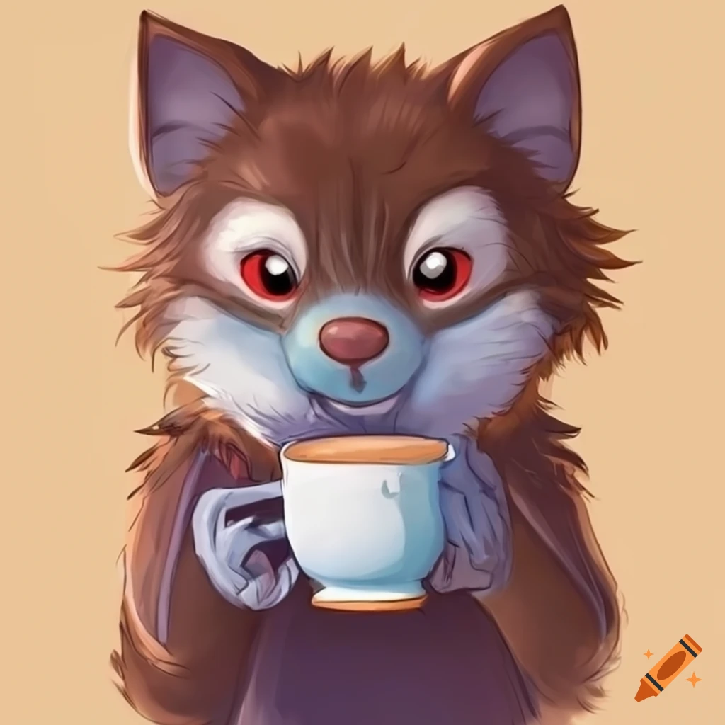 Cute werewolf drinking from a teacup on Craiyon