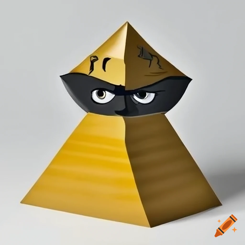 Yellow pyramid with eye, top hat, and bowtie in space on Craiyon