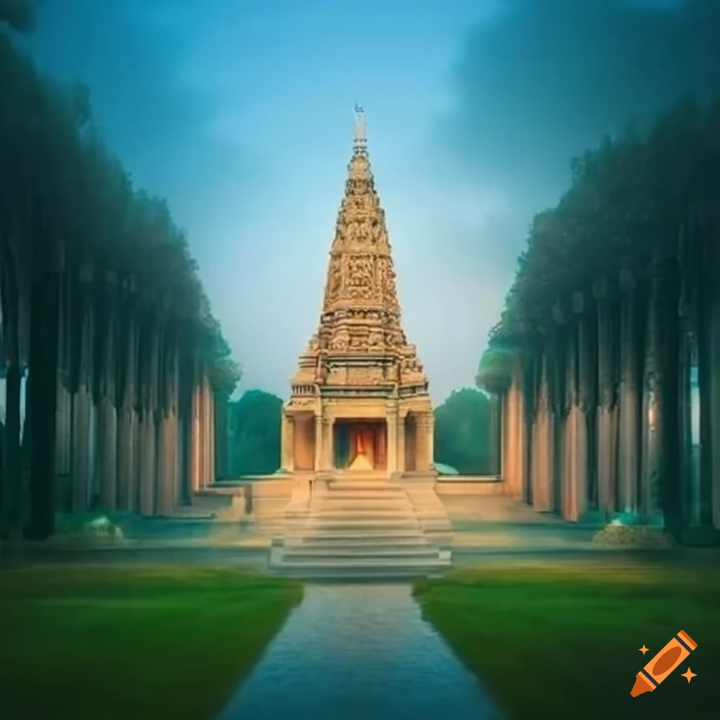 Impressive council temple surrounded by nature on Craiyon