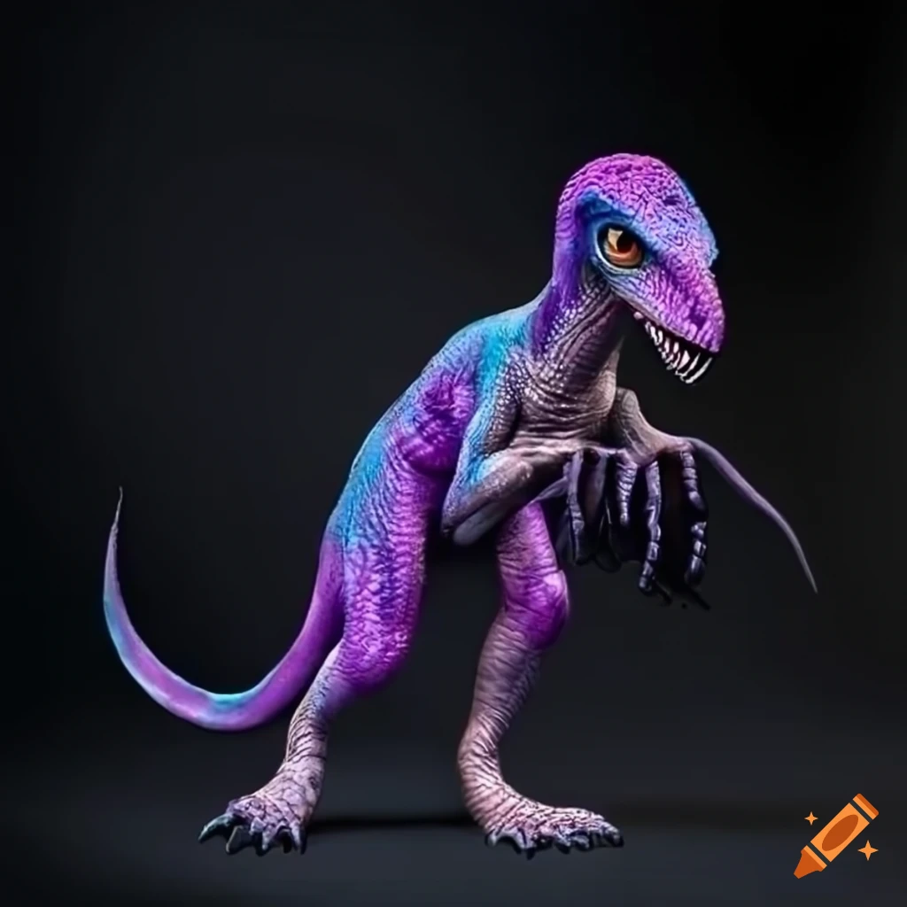 Purple striped alien dinosaur with spikes on its back on Craiyon