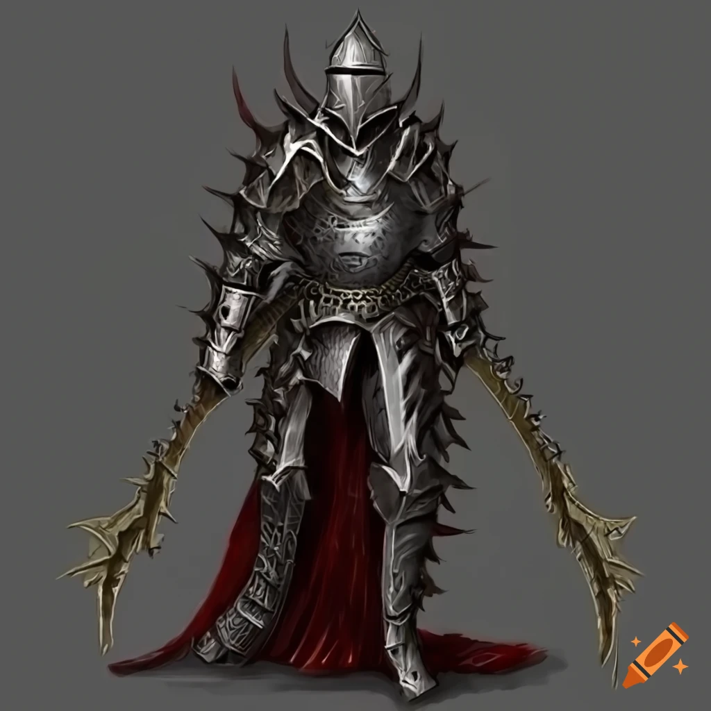 Image of a fierce knight in thorny armor on Craiyon