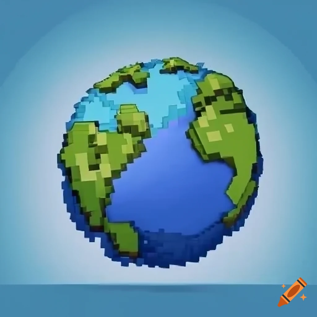 Minecraft blocks forming a globe on Craiyon