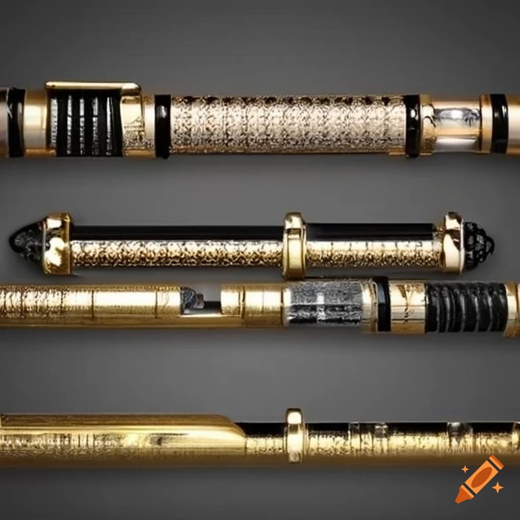 Lightsabers with gold and platinum etchings on Craiyon