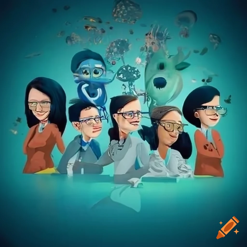 Group of four female scientists on Craiyon