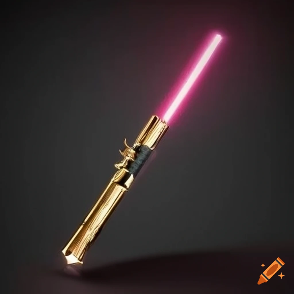 Gold and platinum lightsabers with intricate details on Craiyon