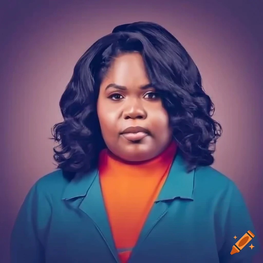 Close-up portrait of a woman in an orange engineer's uniform on Craiyon