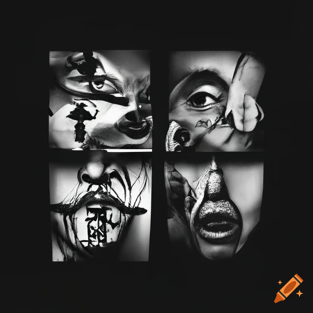 Symbolic black and white collage artwork