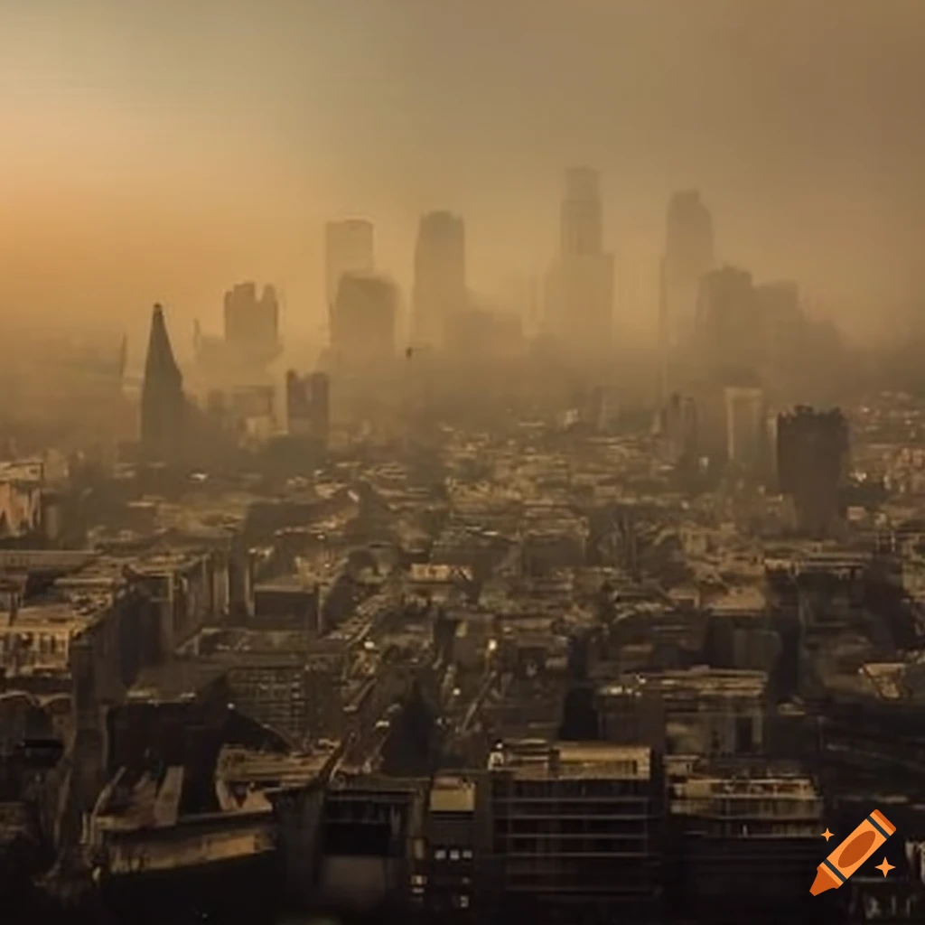High quality photo of a polluted city on Craiyon