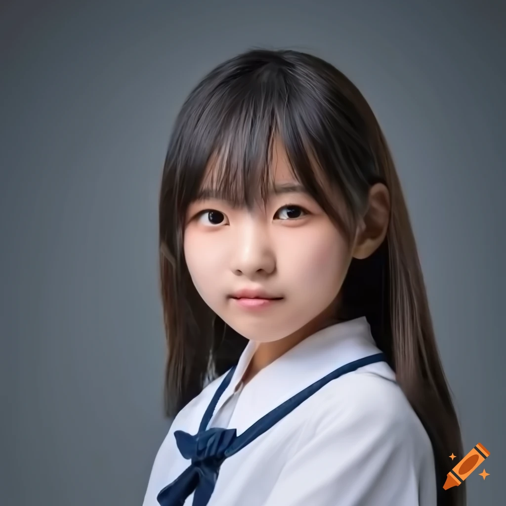 Japanese girl in school uniform with neutral expression on Craiyon