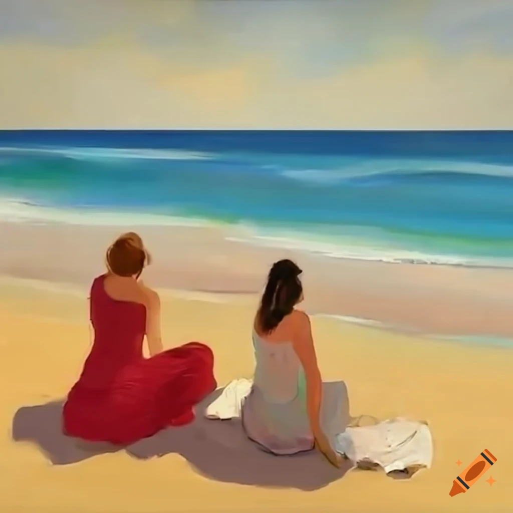 Minimalist beach scene in matisse style with oil painting on Craiyon