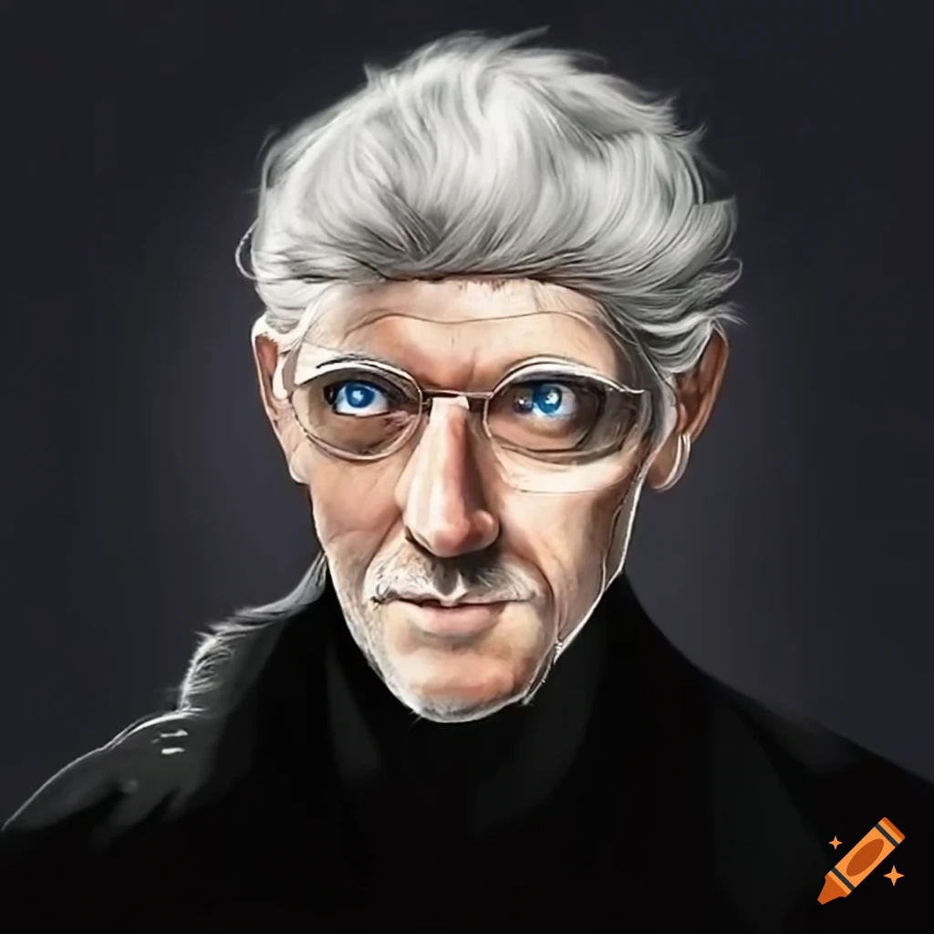 Portrait of a distinguished man with silver hair and glasses on Craiyon