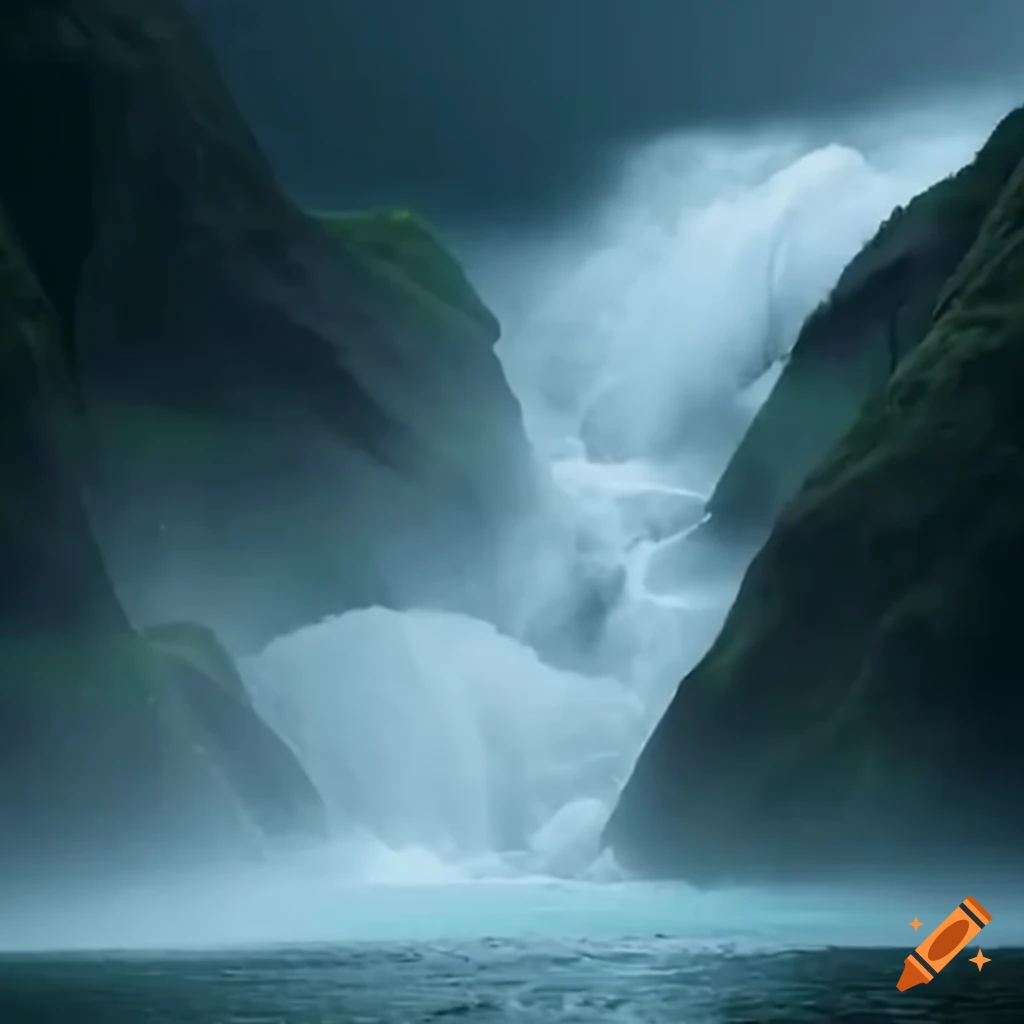 Rafting in a fast-flowing river during a rainstorm