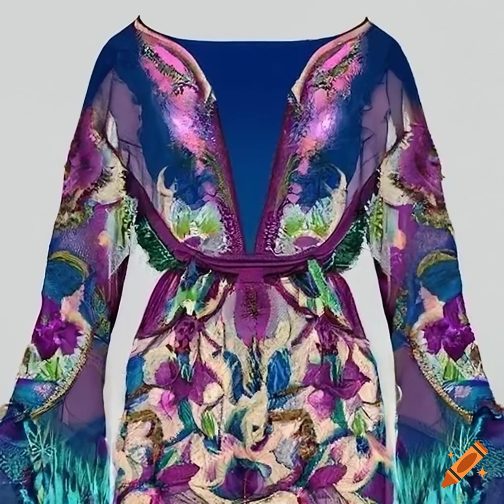 3D render of a high-fashion playsuit with flared hem and plunge neck on ...