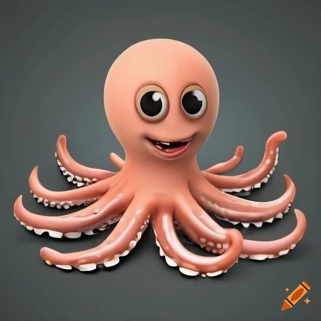 Cute 3d octopus character with a friendly smile