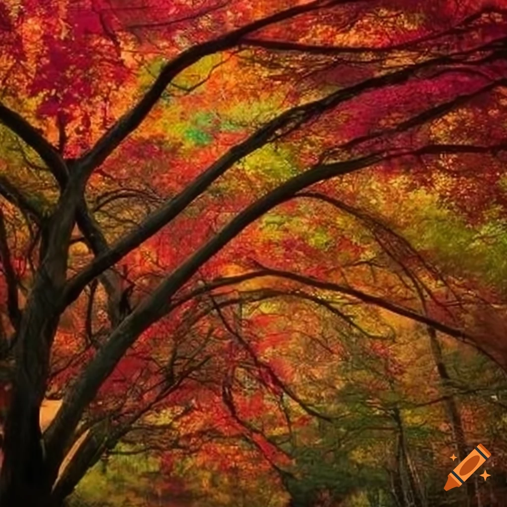 Vibrant colored trees in a natural landscape on Craiyon