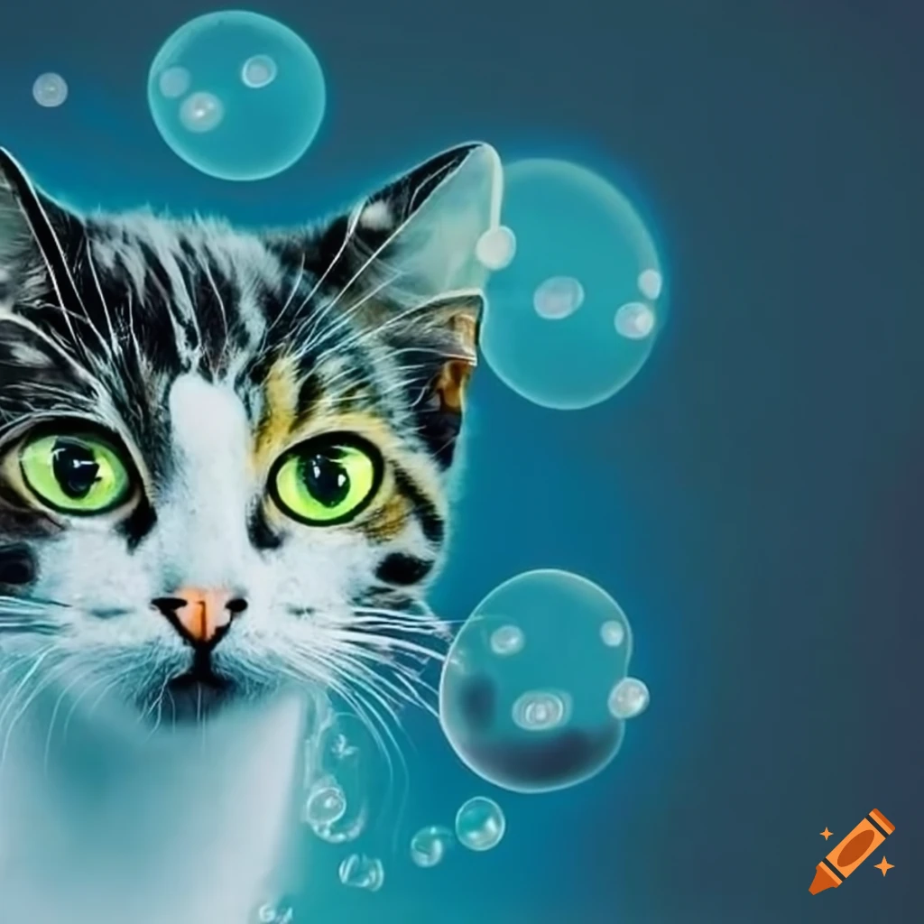 Graffiti of cats surrounded by bubbles
