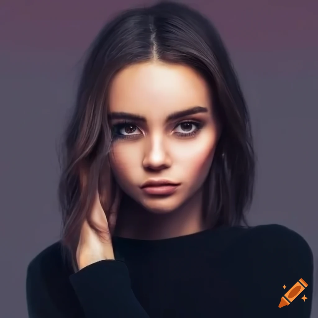 Portrait Of A Beautiful Young Woman With Brown Hair And Eyes On Craiyon