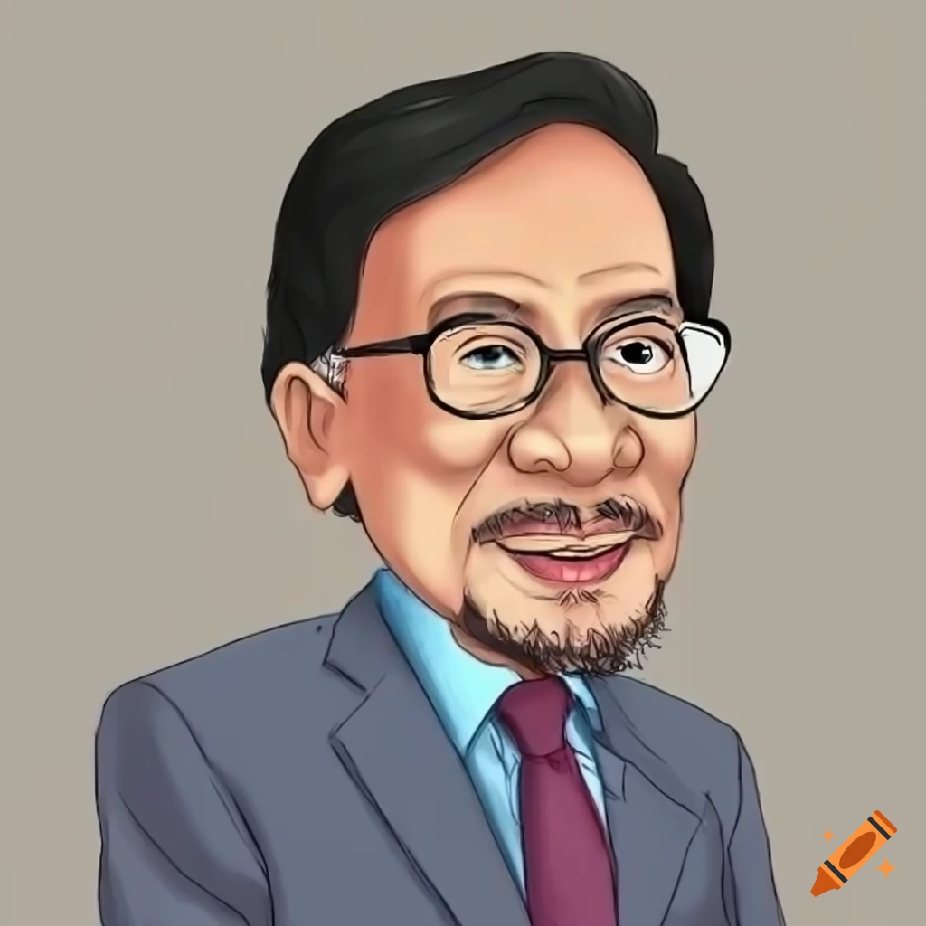 Cartoon depiction of Dato Seri Anwar Ibrahim on Craiyon