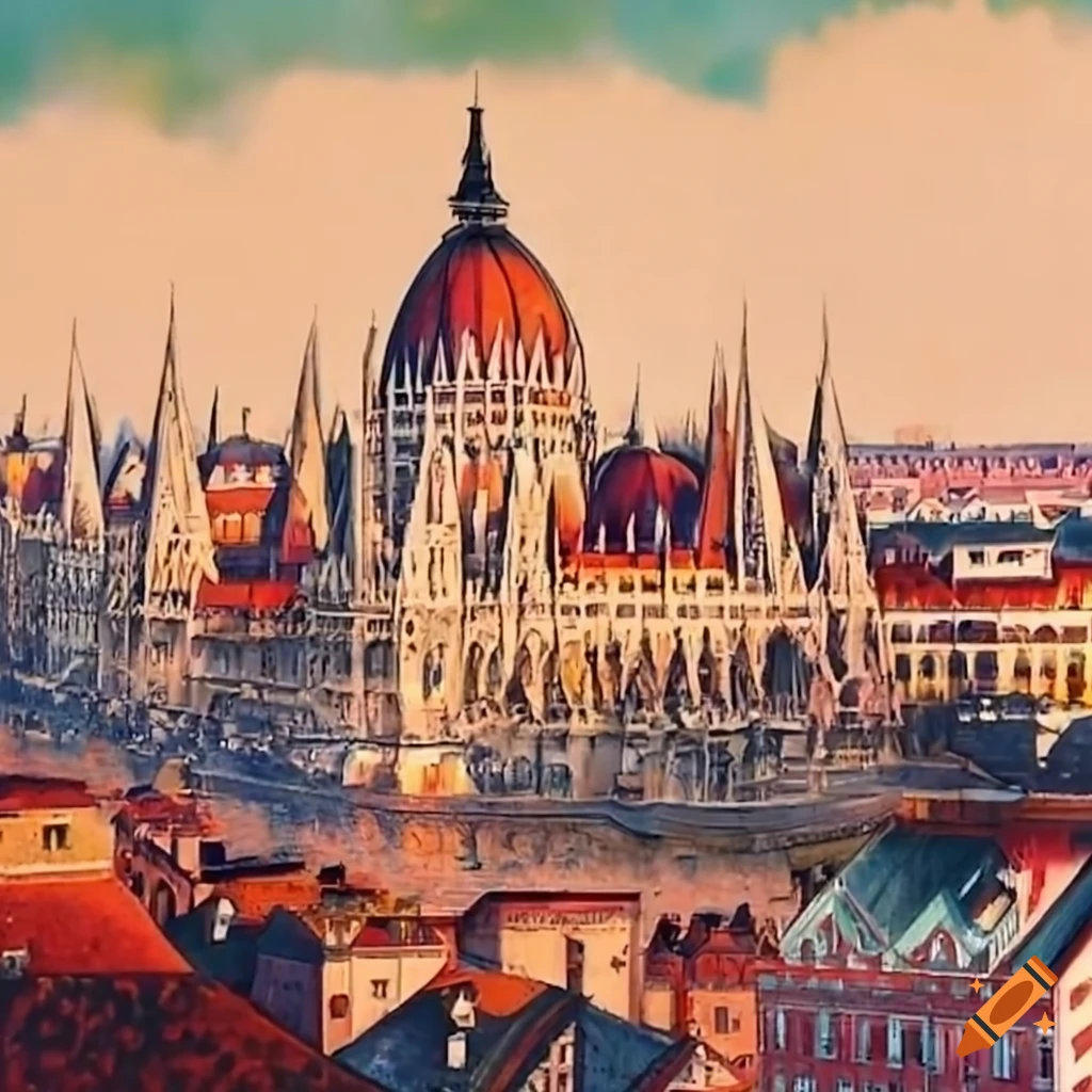 Budapest cityscape on Craiyon