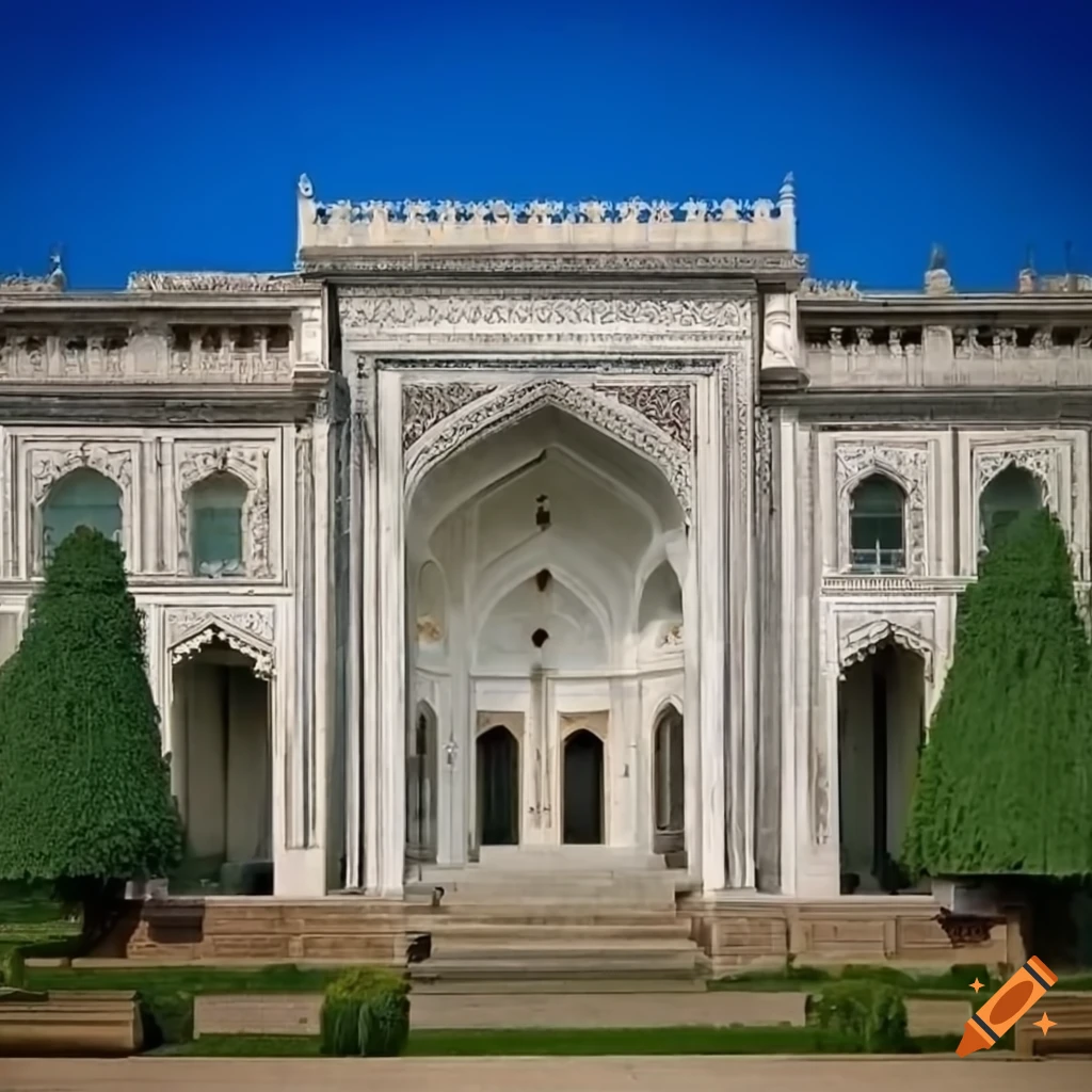Frontal elevation of mughal mahal white house whitemarsh lynnewood ...
