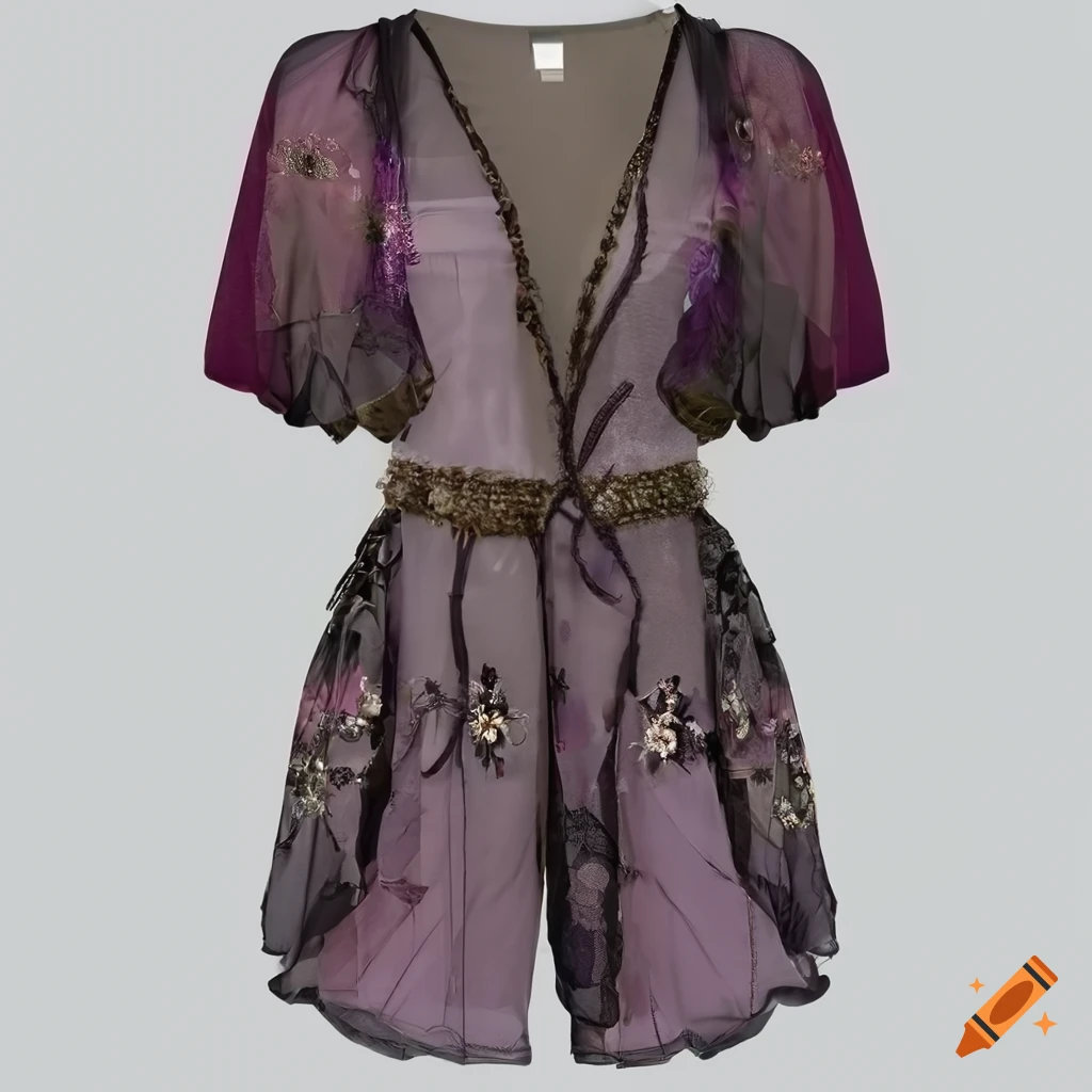 Saturn pink cloth long top with v neck and off white border on Craiyon