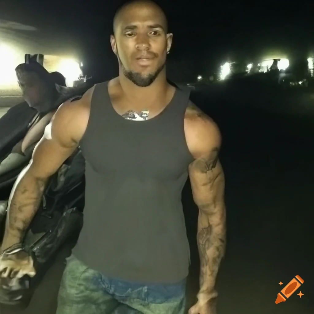 Mirror selfie of a rugged man in biker clothes on Craiyon