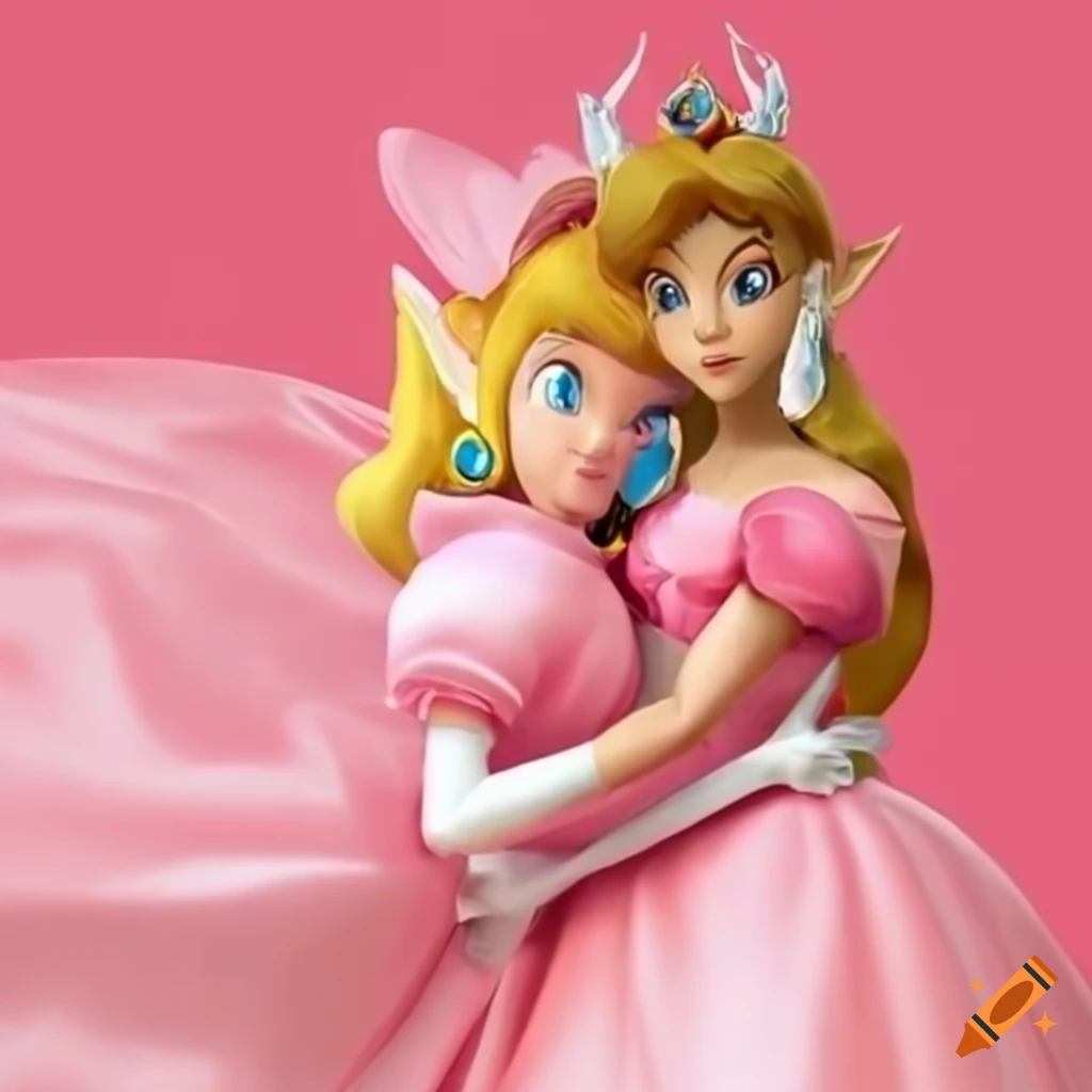 Cosplay of princess peach and link together