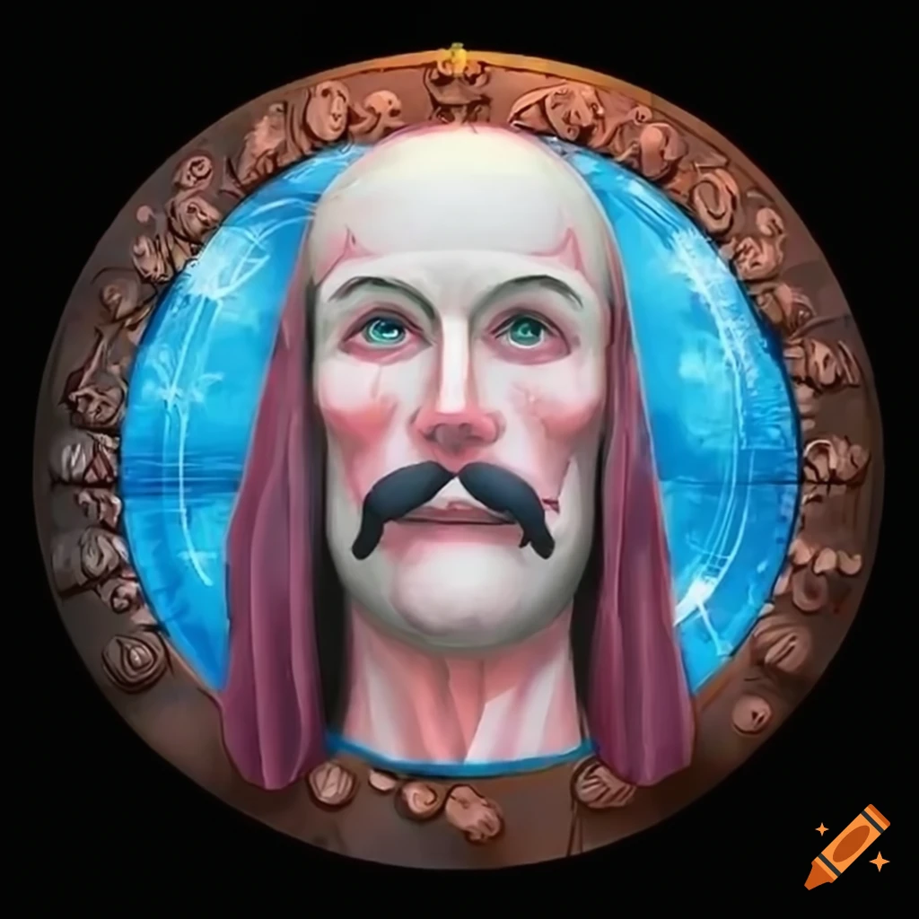 Artistic depiction of a mustached bald jesus on Craiyon