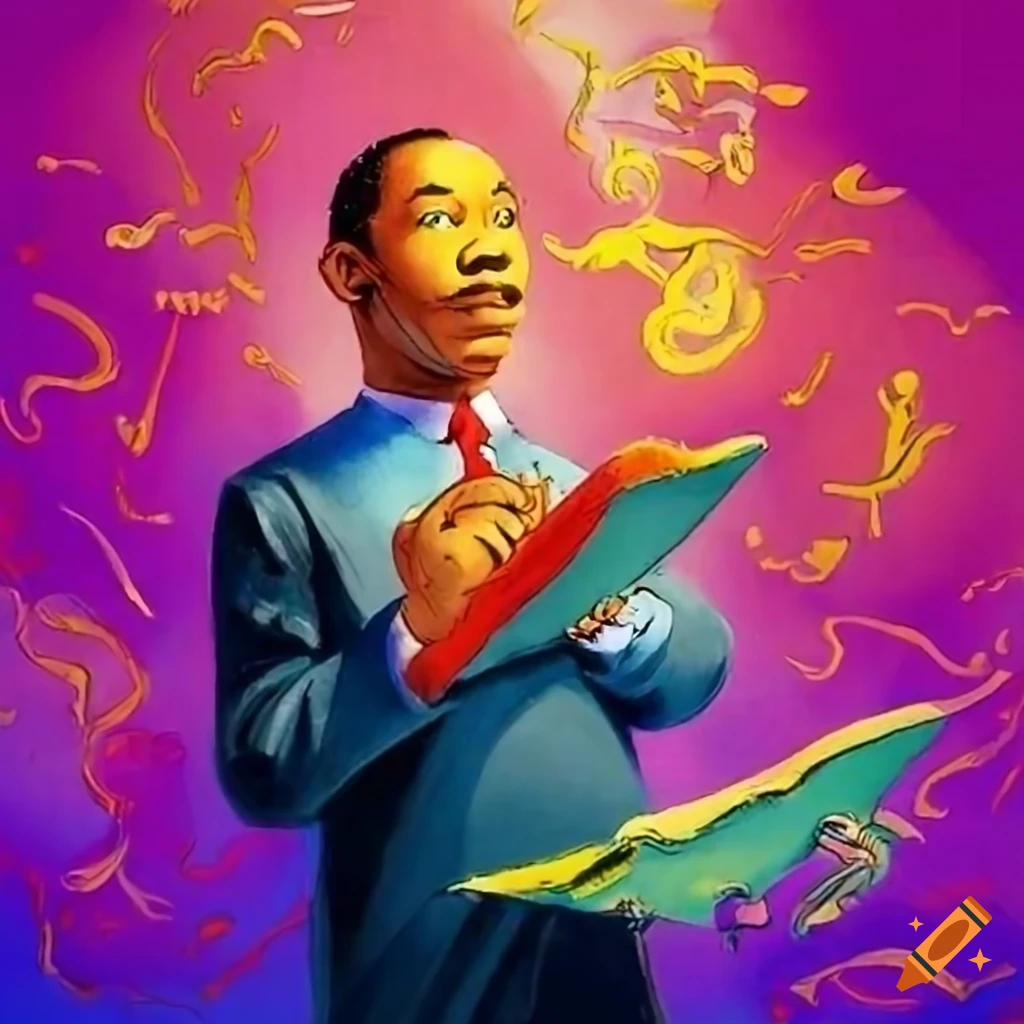 Colorful illustration of martin luther king giving a speech on Craiyon