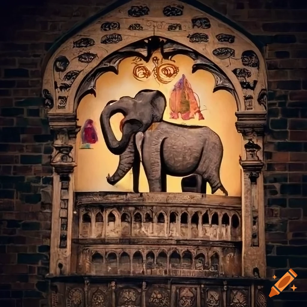 English pub sign with an indian theme at elephant & castle on Craiyon