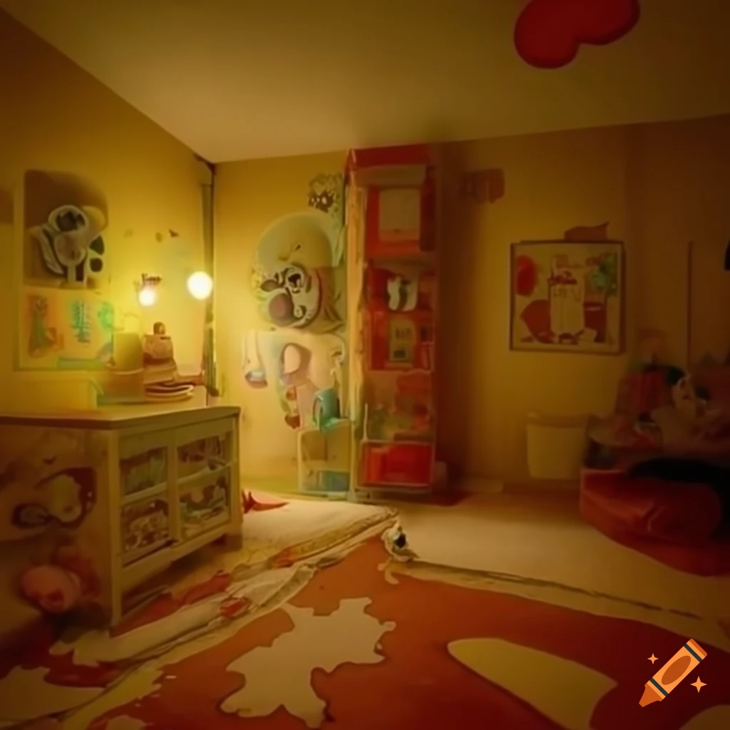 Yellow room with pink sanrio decor on Craiyon