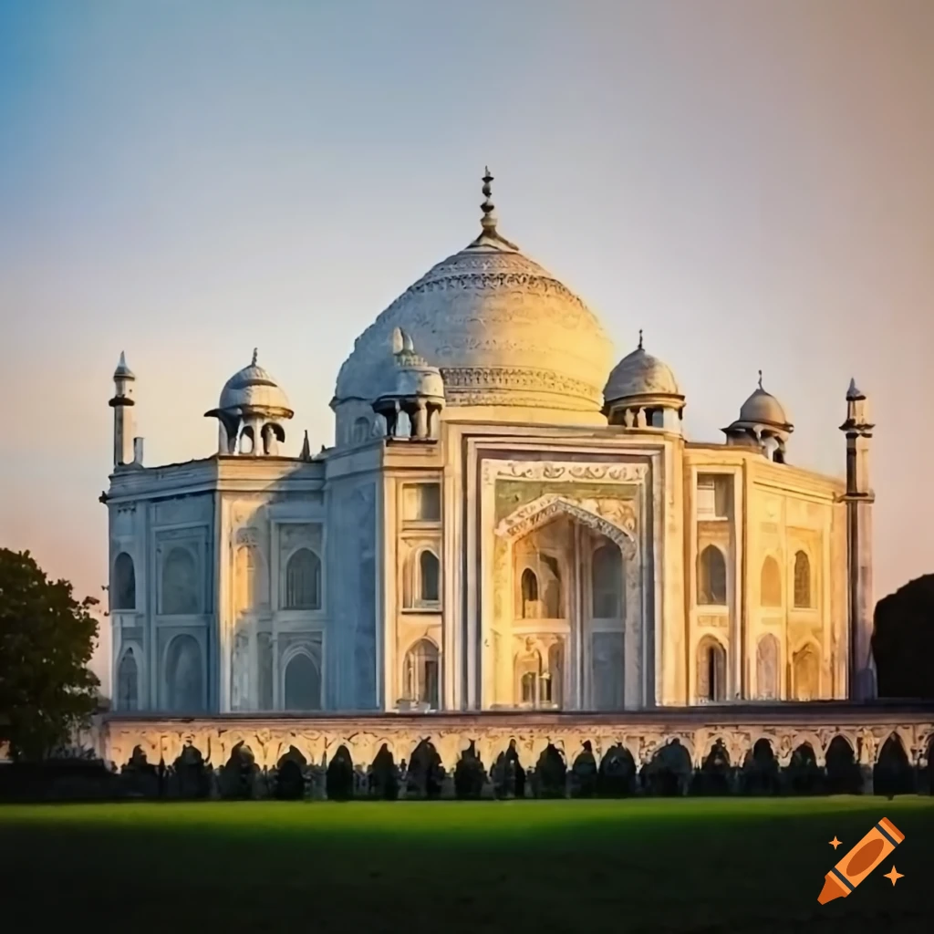 Frontal view of the Mughal Mahal White House on Craiyon