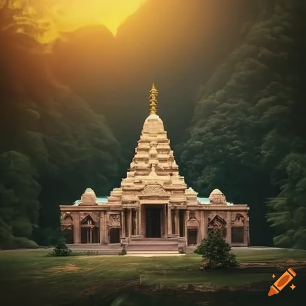 Impressive council temple surrounded by idyllic nature on Craiyon