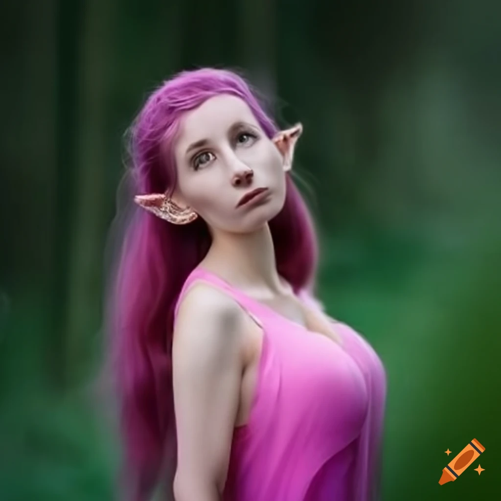 Photo of a magical elf in a pink dress on Craiyon